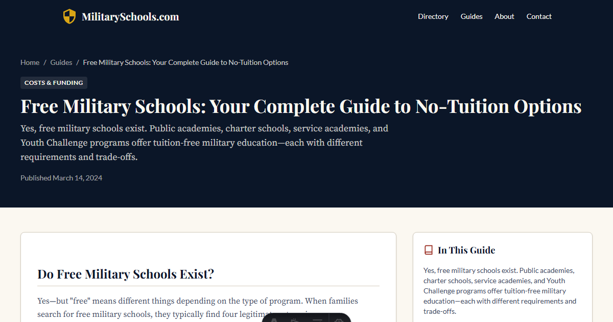 Free Military Schools: Your Complete Guide to No-Tuition Options ...