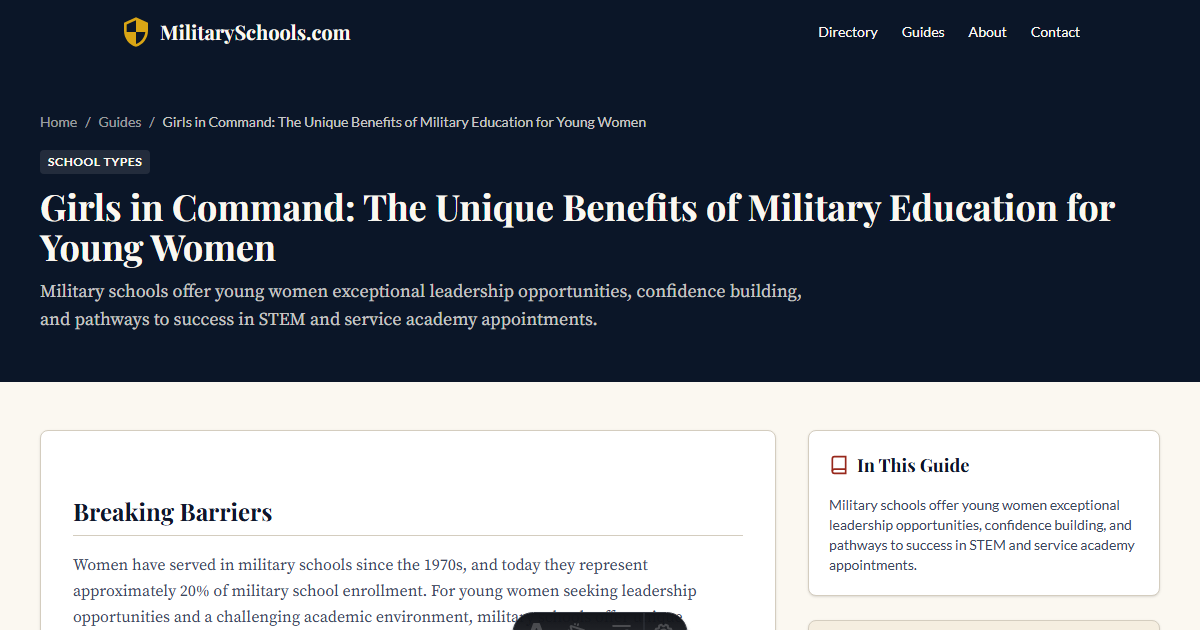 Girls in Command: The Unique Benefits of Military Education for Young ...
