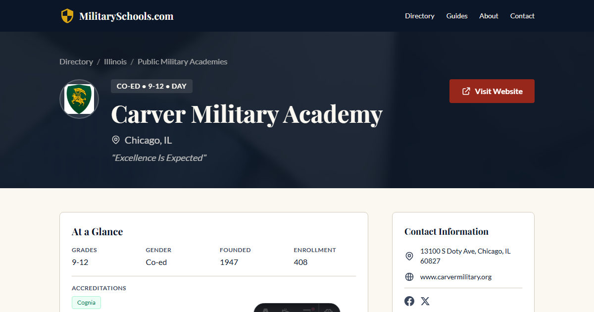 Carver Military Academy | Public Military Academy in Chicago, IL