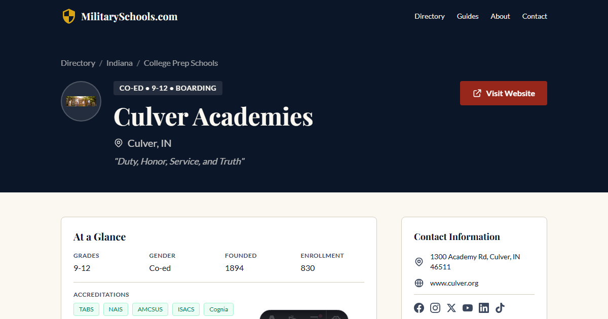 Culver Academies | College Prep School in Culver, IN