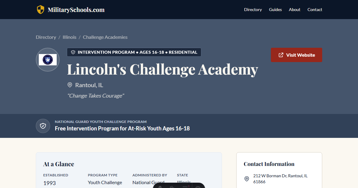Lincoln's Challenge Academy | Challenge Academy in Rantoul, IL