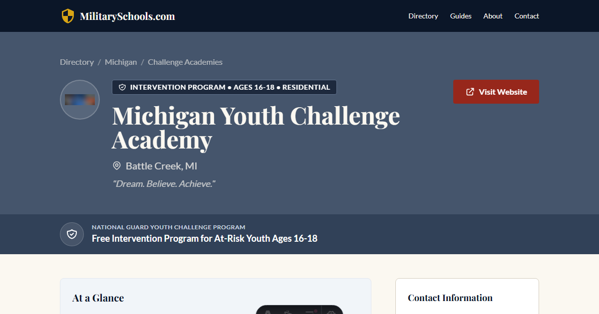 Michigan Youth Challenge Academy | Challenge Academy in Battle Creek, MI