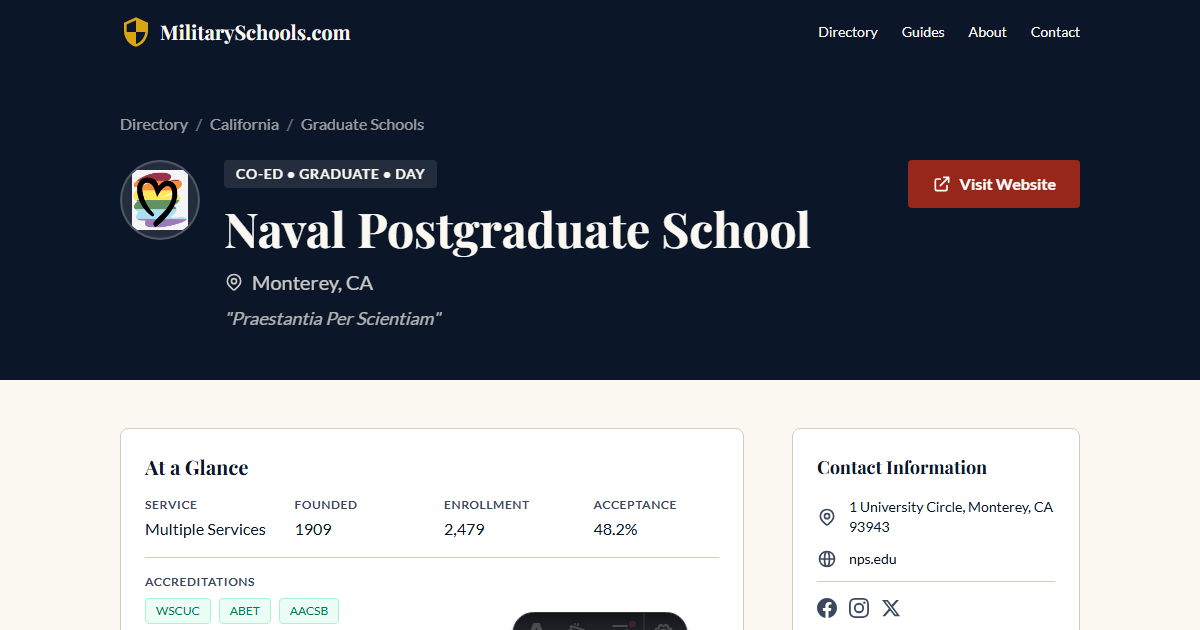 Naval Postgraduate School | Graduate School in Monterey, CA