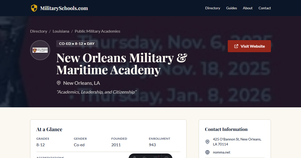 New Orleans Military & Maritime Academy | Public Military Academy in ...