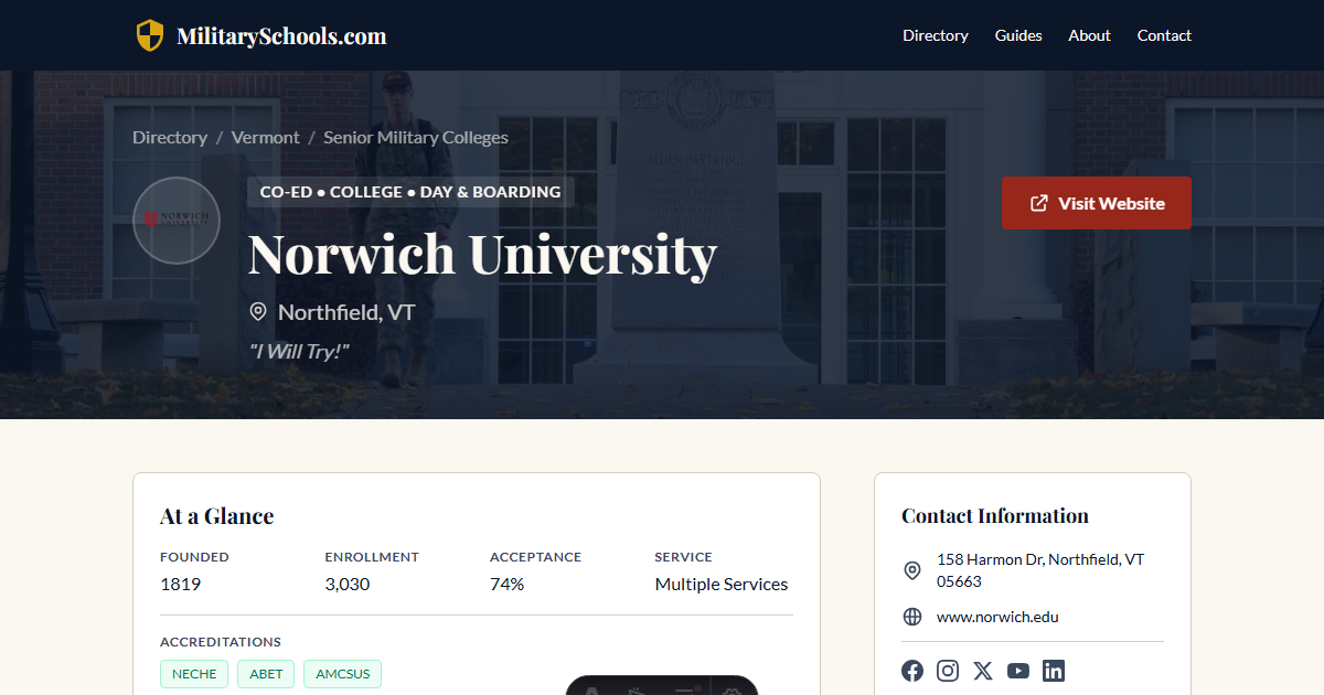 Norwich University | Senior Military College in Northfield, VT