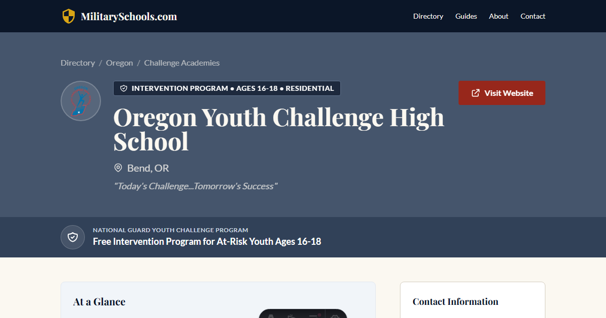 Oregon Youth Challenge High School | Challenge Academy in Bend, OR