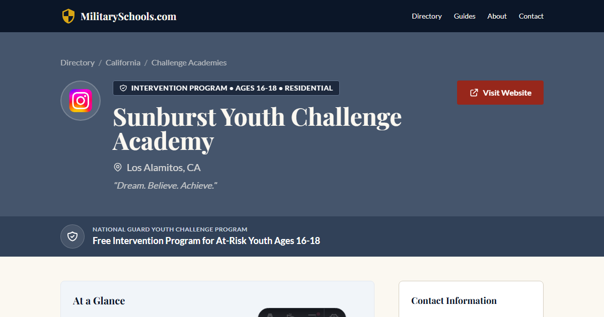 Sunburst Youth Challenge Academy | Challenge Academy in Los Alamitos, CA