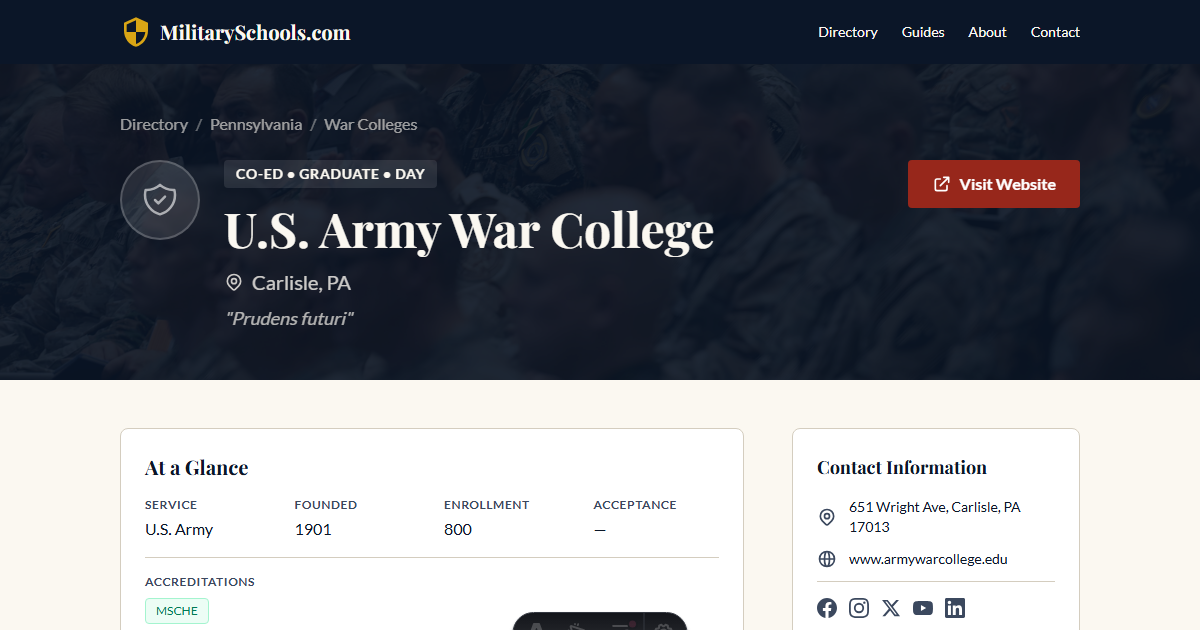U.S. Army War College | War College in Carlisle, PA